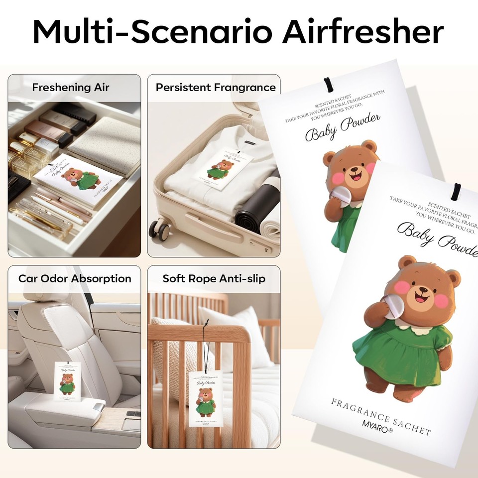 12 Packs Baby Powder Scent Sachets Room Air Freshener for Closet Drawer ...