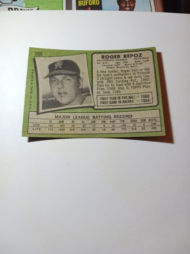 1971 Topps Baseball Card #508 Roger Repoz California Angels EX | eBay