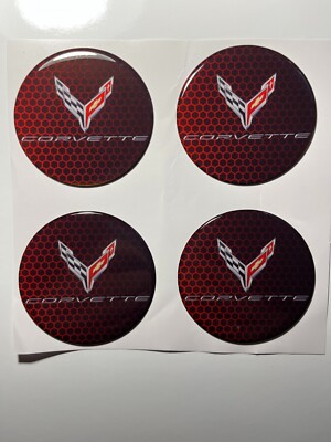 Set of 4 pcs Corvette Center Wheel Cap Stickers Decal Rims Emblem Logo ...