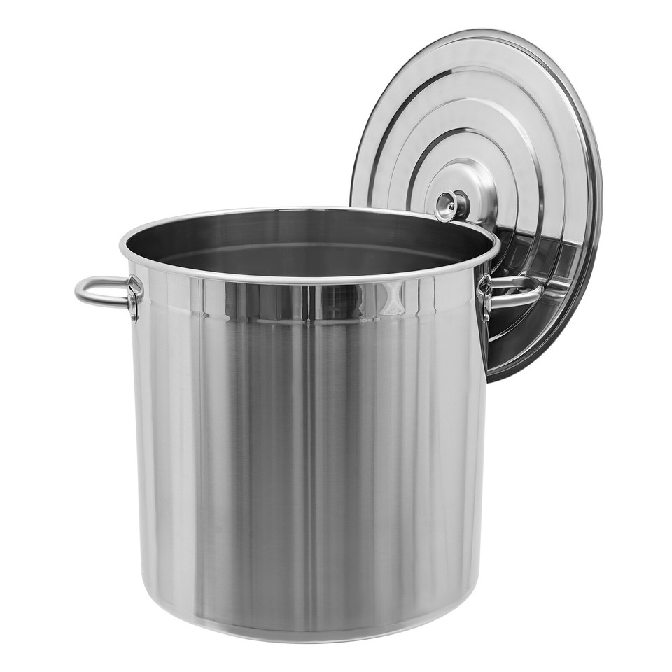 Round Stock Pot Stainless Steel Silver Cooking Steaming Fryer w ...