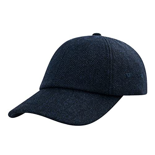Wool Baseball Cap for Men Adjustable Unstructured One Size Herringbone ...