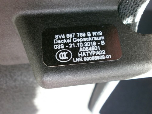 Original Audi A3 Sportback Kofferraumabdeckung 8V4867769B RY9 | eBay