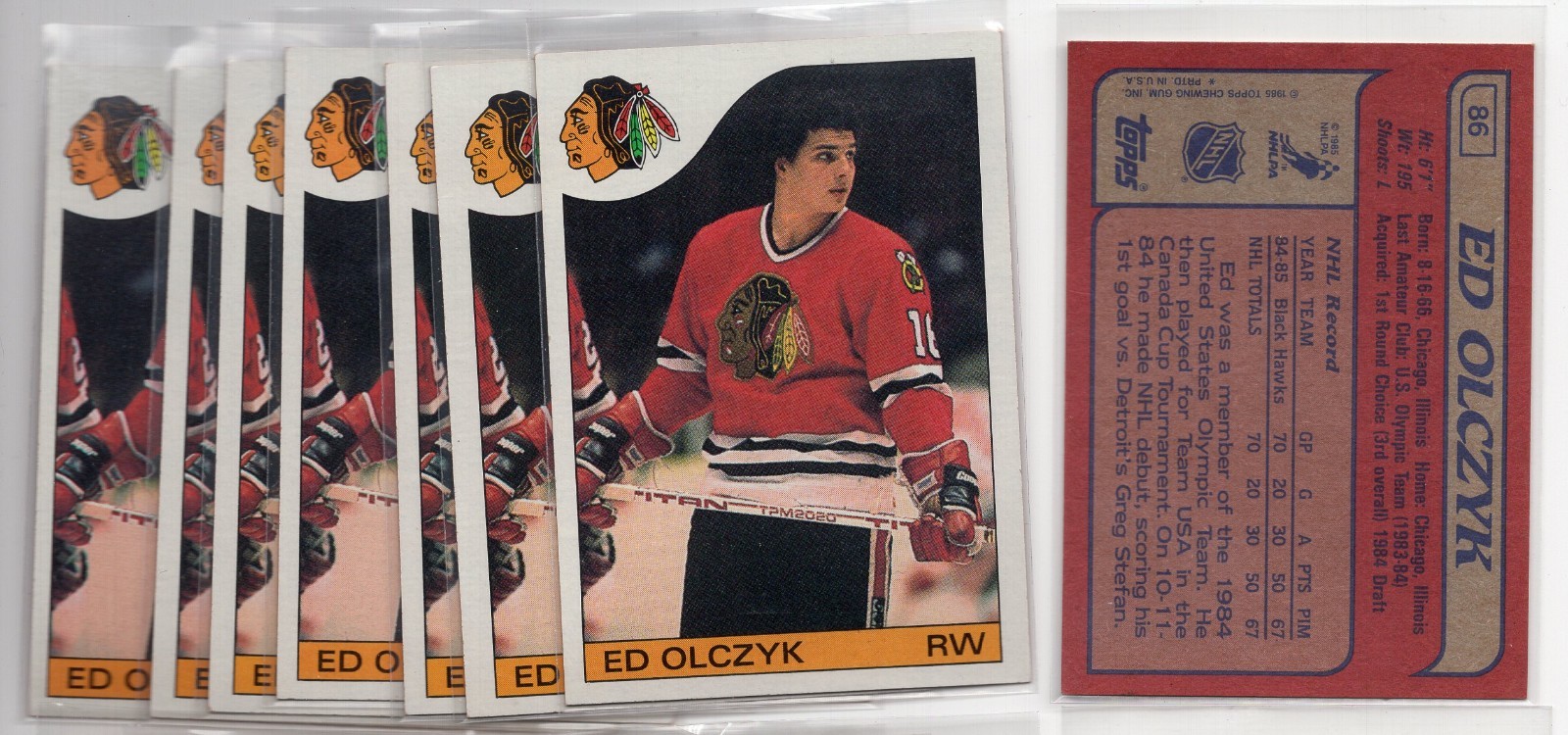 1X ED OLCZYK 1985 86 Topps #86 RC Rookie NM-NMMT CHICAGO BLACKHAWKS ...
