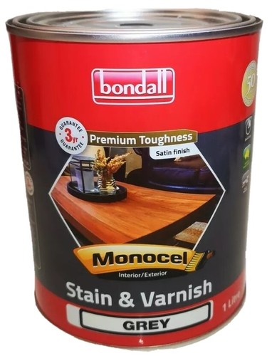 Bondall 1L Grey Monocel Stain And Varnish Satin Finish 1 Litre 16m2 ...