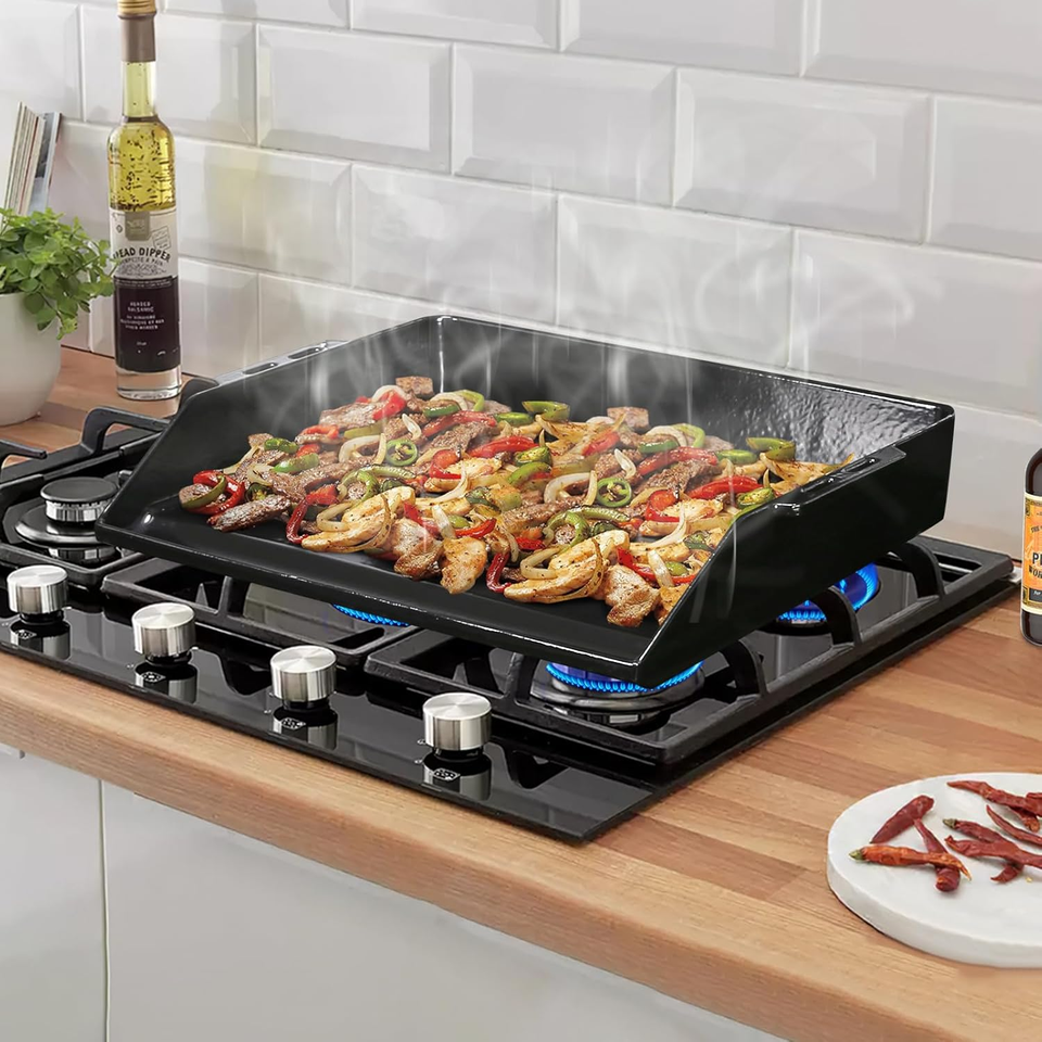 18x14" Universal Cast Iron Griddle for Gas Grill,Nonstick Flat Top ...