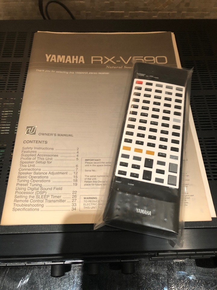 Yamaha RX-V590 Surround Sound A/V Receiver Yamaha VS71390 Remote ...