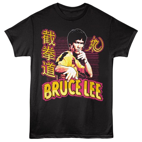 Bruce Lee Mens T-Shirt BRIGHT ACTION COLLAGE New Licensed Black Cotton ...