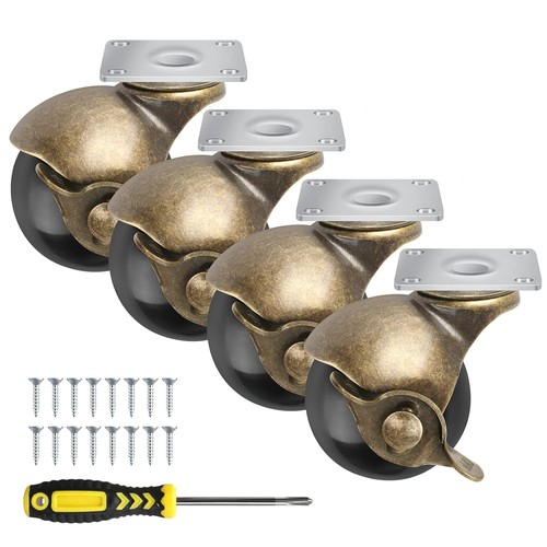 2" Ball Caster Wheels, casters Set of 4 Brass Vintage Bronze, Silver ...