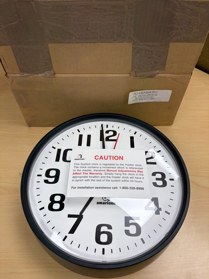 New AMERICAN TIME A54BABA301 Wall Clock,Analog,Electric, black ...
