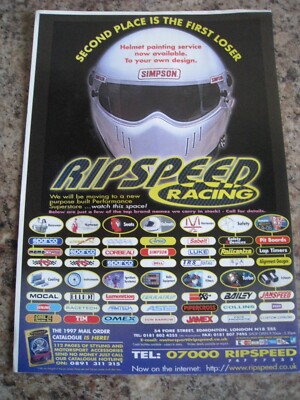 RIPSPEED RACING HELMET PAINTING SIMPSON PRODUCT RANGE 1997 ADVERT A4 ...