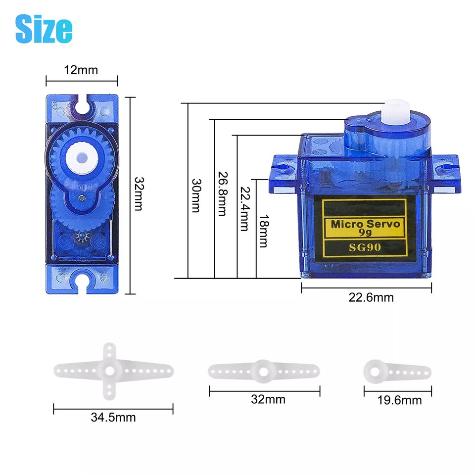 20Pcs SG90 9g Mini Micro Servo Motor Gear for RC Plane Helicopter ...