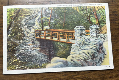 Decorah IA Iowa SCENIC WALK BRIDGE PARK Advertising Postcard Winneshiek ...