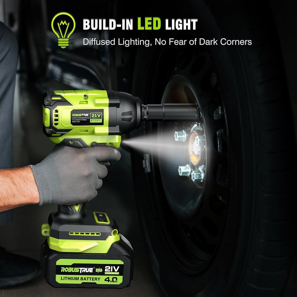 Robustrue Cordless Impact Wrench 1/2-3/4" 550-2000Nm Brushless Impact Gun DIY | eBay