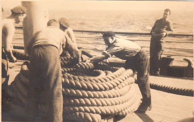 1941 WW2 Original Photo Sailors Coiling Rope Polish Navy Ship MS ...