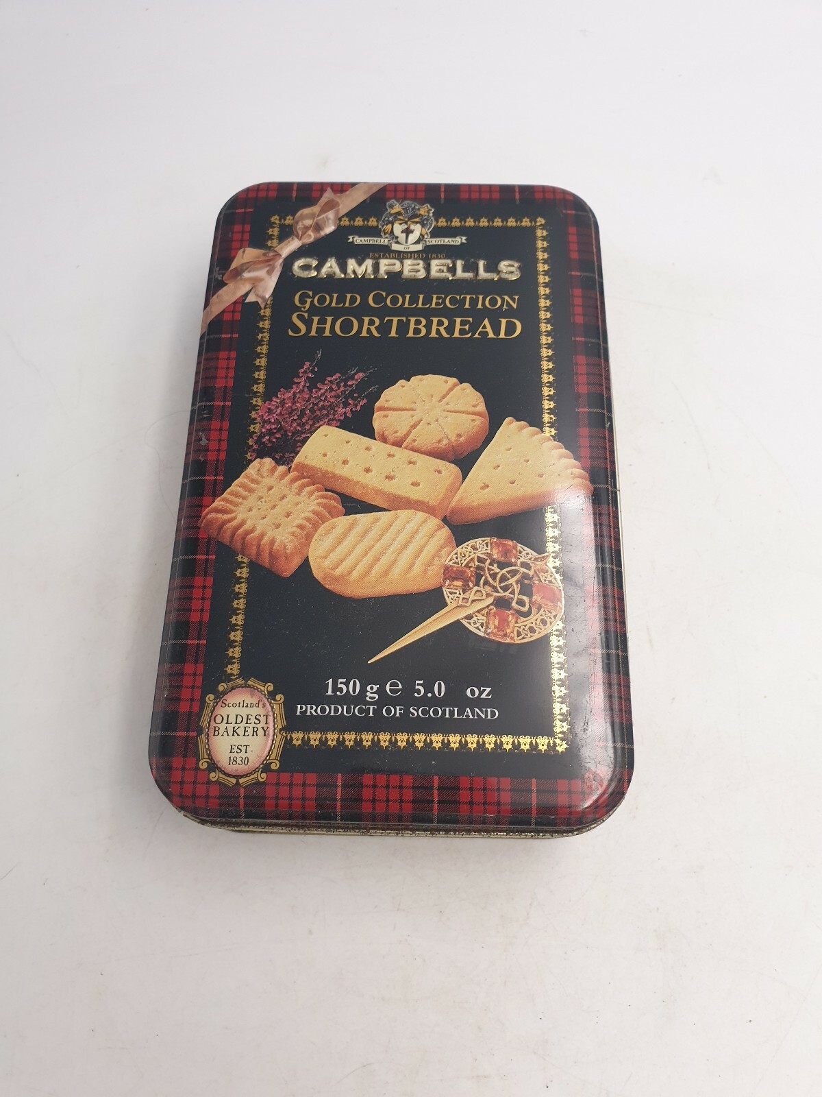 CAMPBELLS SCOTTISH SHORTBREAD TIN RED TARTAN SHORTBREAD JEWELLED BROOCH ...