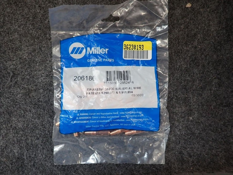 MILLER 206186 Contact Tip, Fastip .312" OD .030-.035" Pack of 25 | eBay