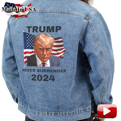 Trump Never Surrender Denim Jacket 2024 Blue Trump Shirt T-Shirt Never ...