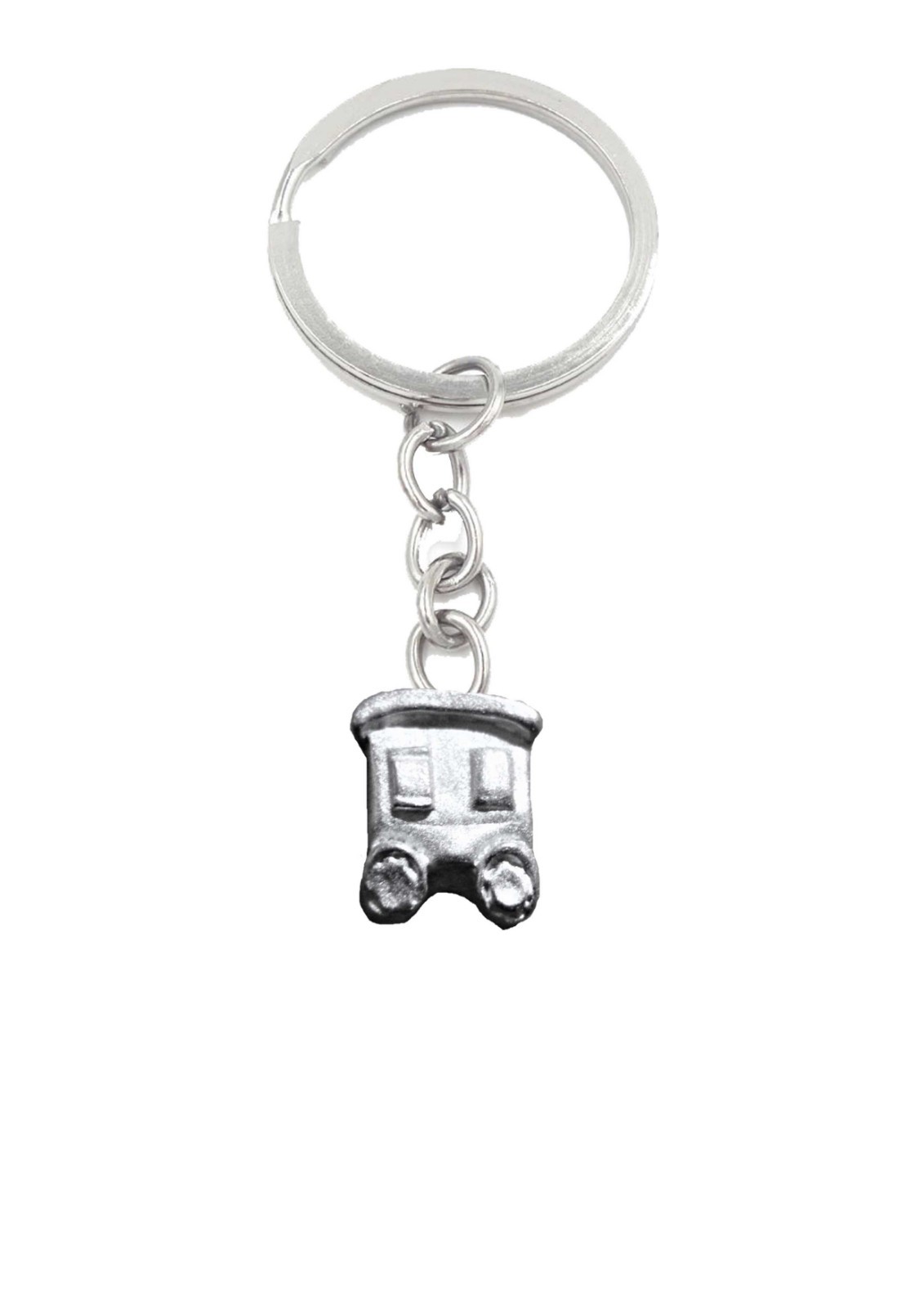 FT251 Steam Train Carriage 1.6x1.7cm English Pewter on a Split Ring ...