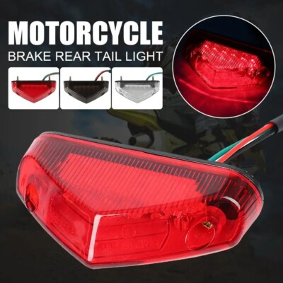 Universal 12V Motorcycle Tail Rear Light Lamp Motor Brake Stop Lights T ...