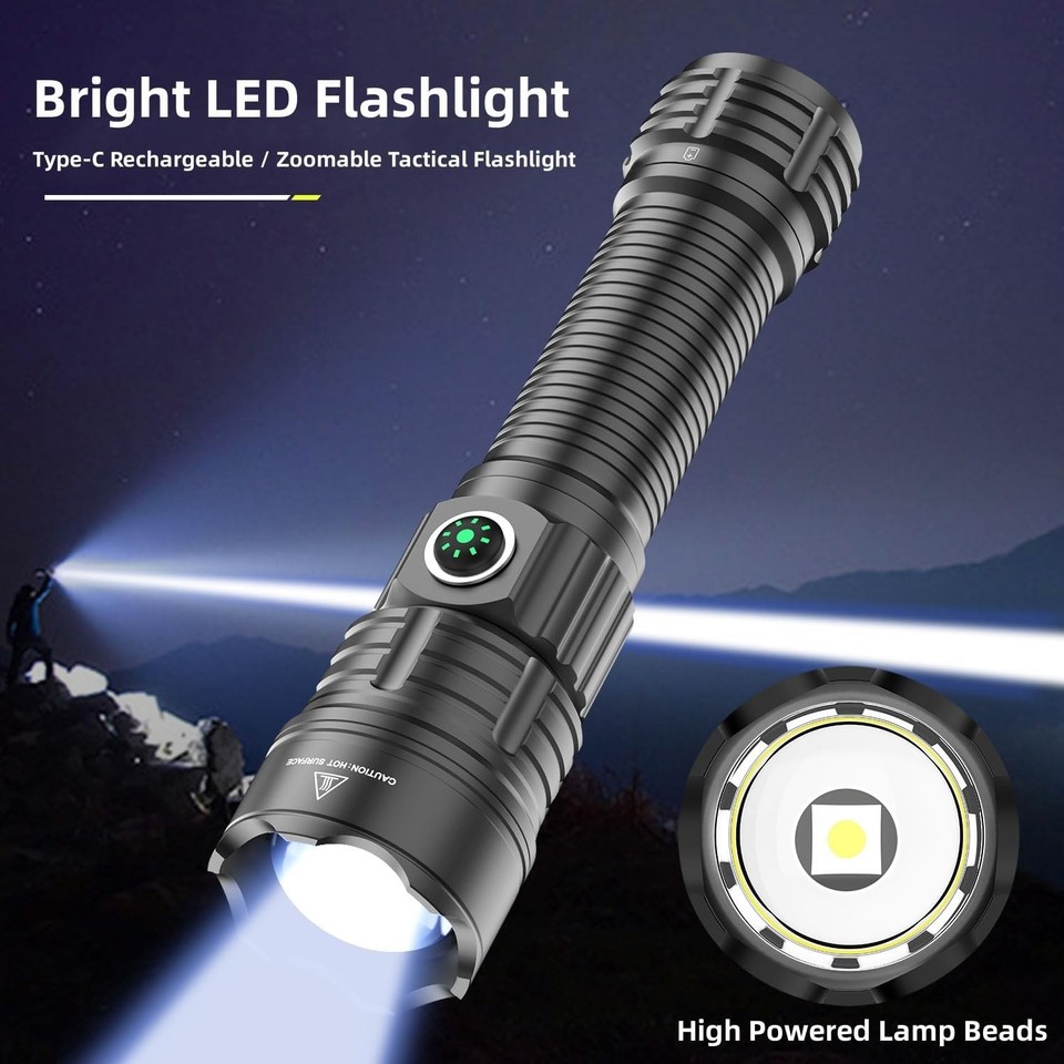 Tactical Flashlight W/ Pressure Switch Zoomable Picatinny Mount Rifle ...