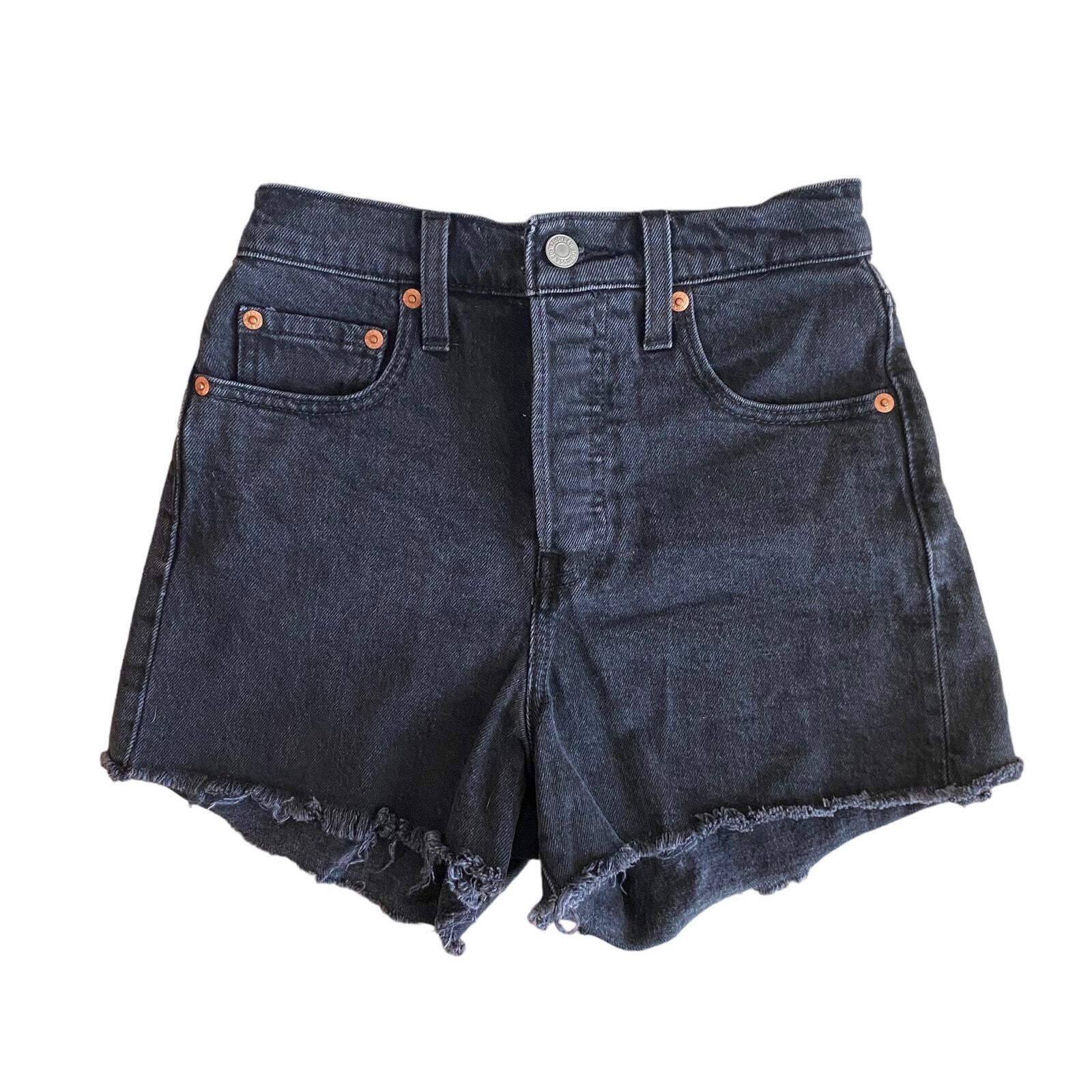 Levi's Women's Ribcage Button Fly Shorts Black 24 - Gem