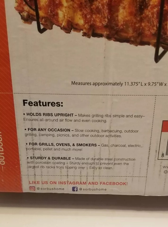 Rib Rack Non-Stick Porcelain Coated Steel Roasting Stand Holds 4 Racks ...