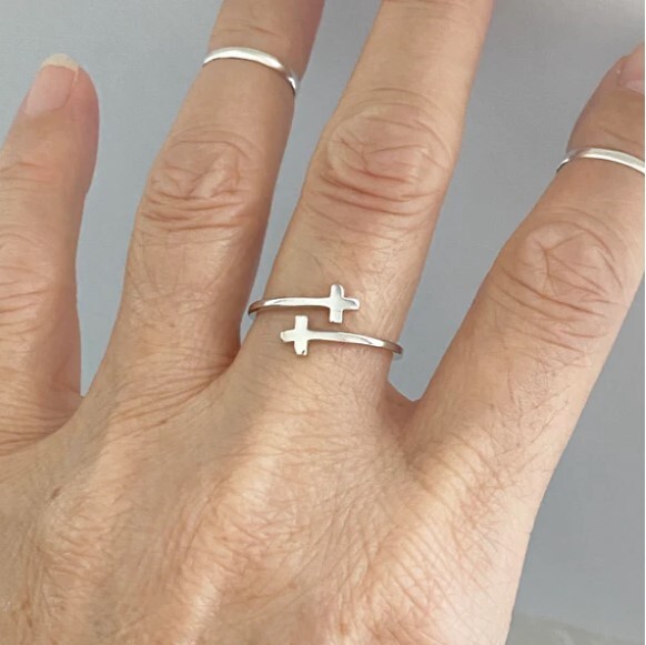 Solid Metal Adjustable Sideway Double Cross Toe Ring BLACK FRIDAY GIFT 925Silver | eBay