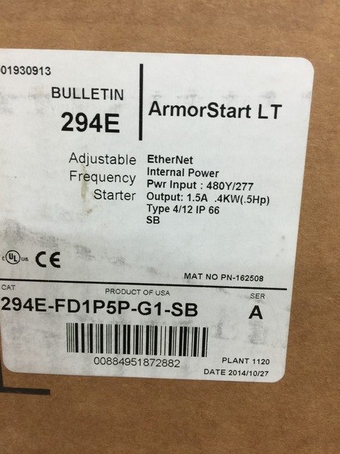 ALLEN-BRADLEY ArmorStart LT ADJUSTABLE FREQUENCY STARTER 294E-FD1P5P-G1 ...