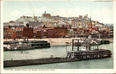 Cincinnati Ohio Oh Mt Adams Ohio River Steamboats City View Docks ...