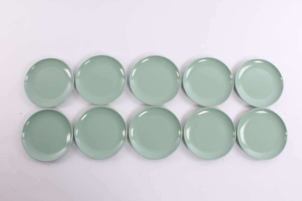 10 Vintage Mid Century Aztec Green Melmac Melamine Dinnerware Saucers ...