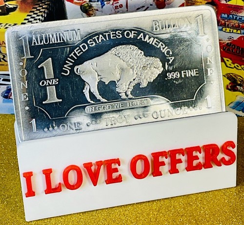 (1) TROY OUNCE OZ .999 PURE ALUMINUM BUFFALO BULLION INGOT BAR CMC ...