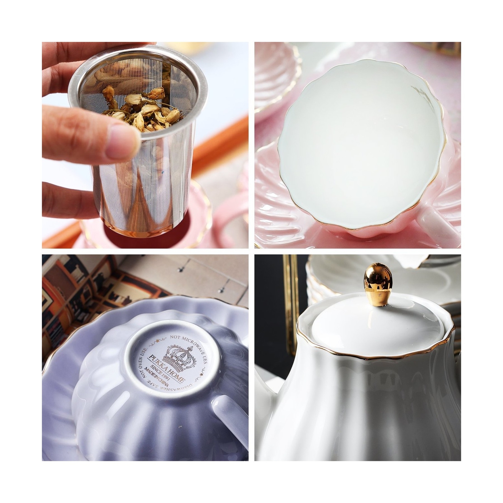 Porcelain Tea Sets British Royal Series 8 Oz Cups& Saucer Service for 6 ...