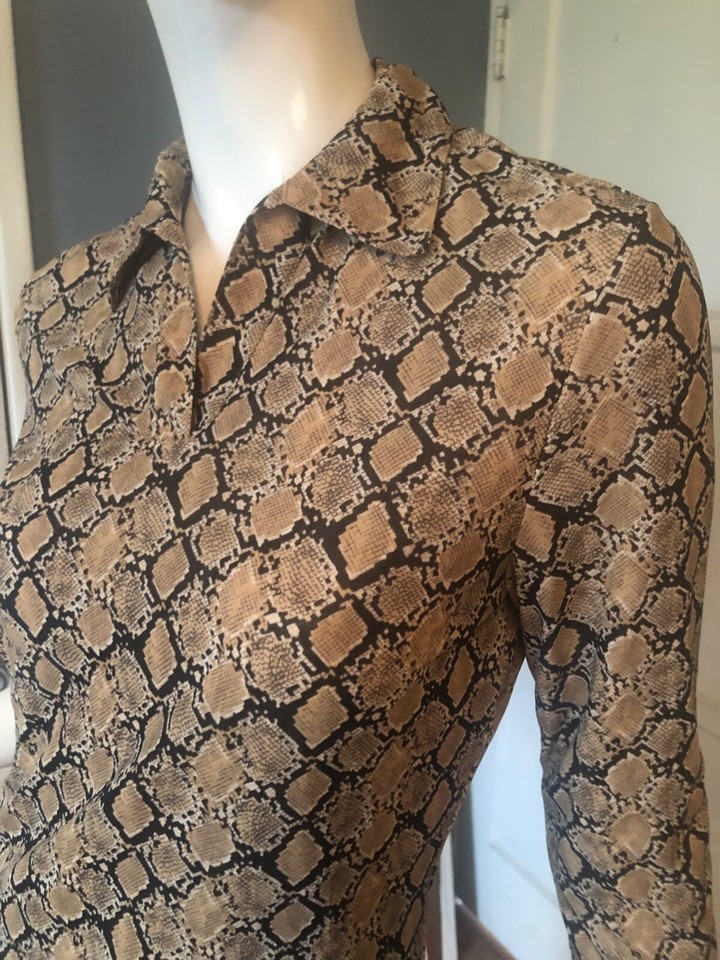 Vtg 90s Y2K CASUAL CORNER PYTHON Snake ANIMAL Print MOB WIFE Polo ...