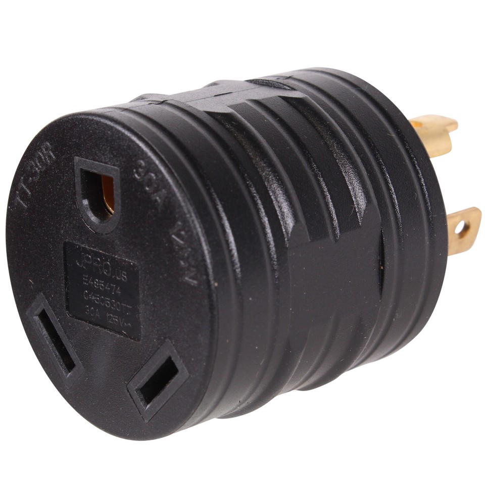 3 Prong RV Generator Adapter Connector Plug L5-30 to TT-30 30 Amps ...
