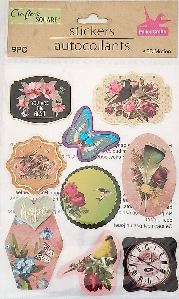 CRAFTER'S SQUARE Paper Crafts BIRDS & BUTTERFLIES Dimensional Stickers ...