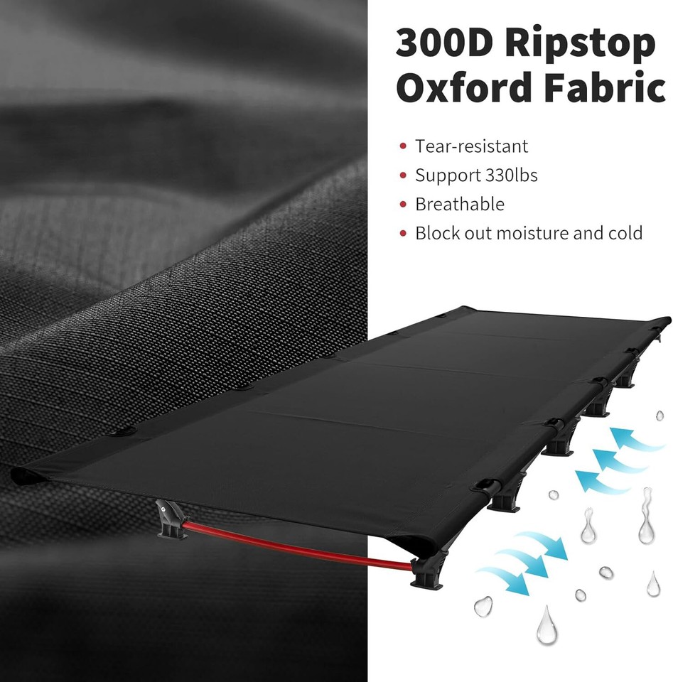 Lightweight Camping Cot, Heavy-Duty Comfortable Military Army Cot & Bag ...