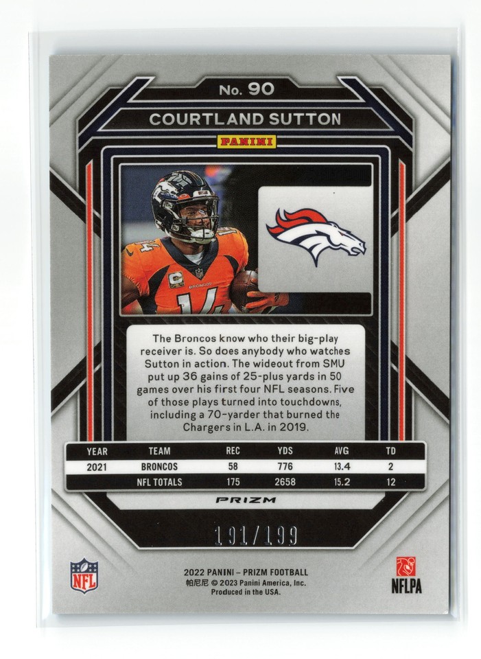 COURTLAND SUTTON #90 /199 SP BLUE WAVE 2022 PANINI PRIZM BRONCOS | eBay