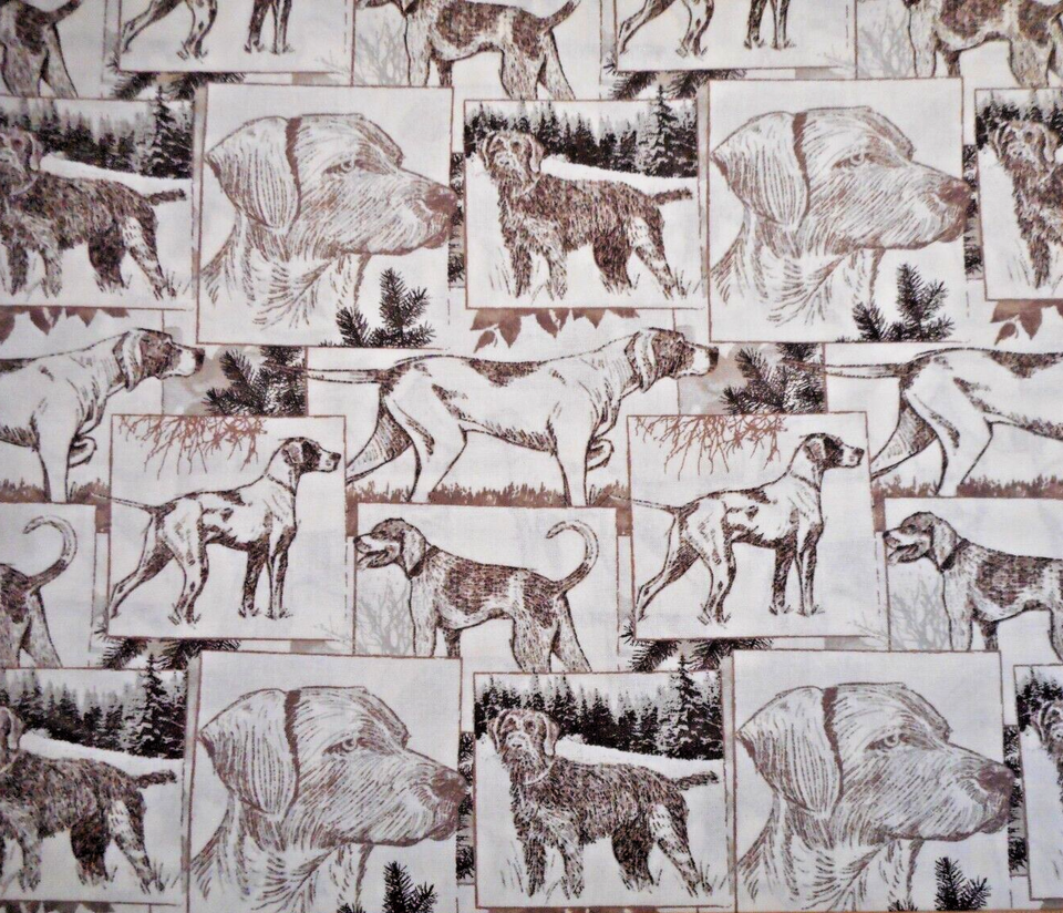 Dog Fabric By Yard Sketched Retrievers German SH Pointers Hunting Patch ...