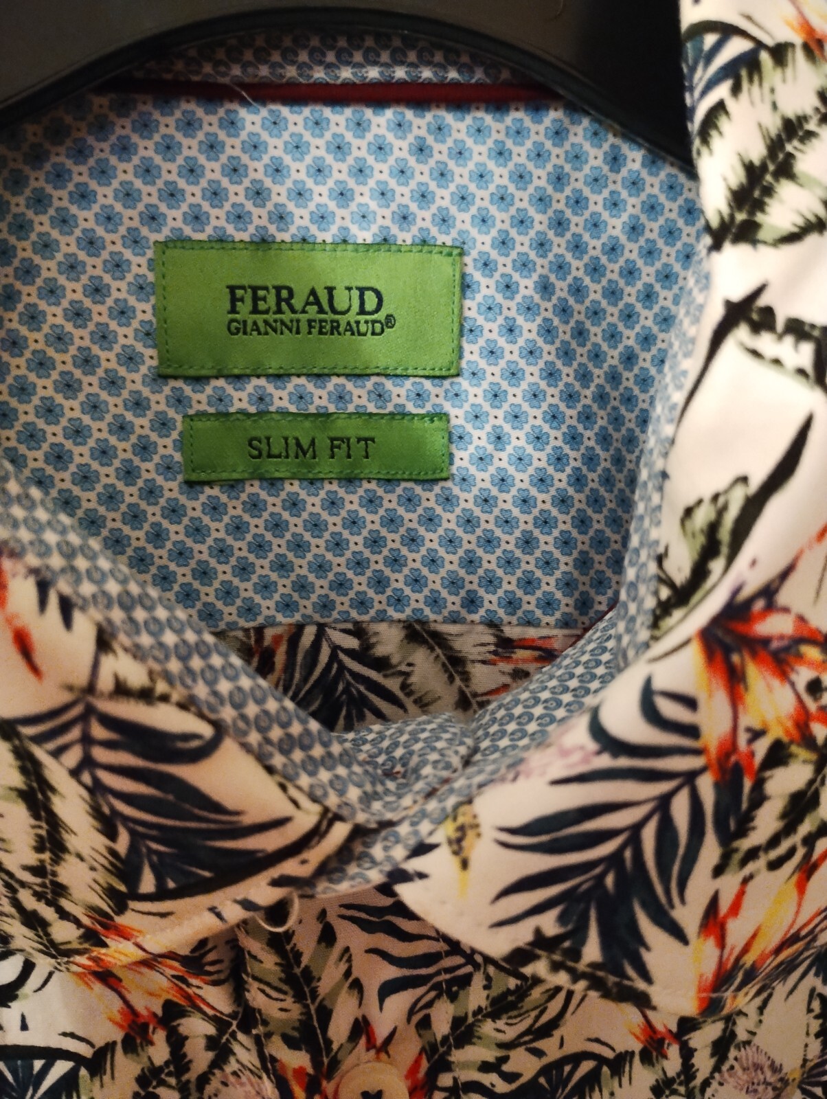 Gianni Feraud Navy Print Slim Fit Shirt Size Large | eBay UK