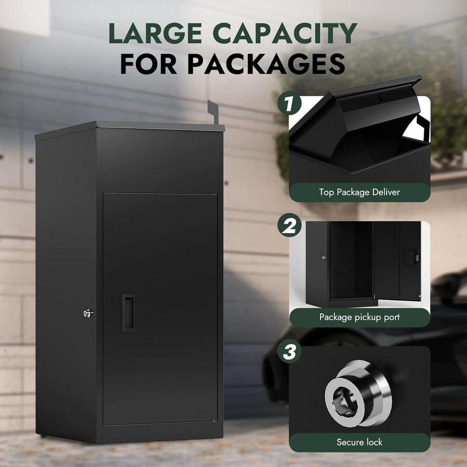 Package Delivery Boxes for Outside, Metal Parcel Drop Box, Large ...