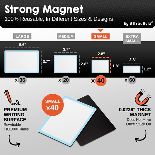 Dry Erase Magnetic Labels 2.8 x 1.8 in, Color Borders, Small Dry Erase ...