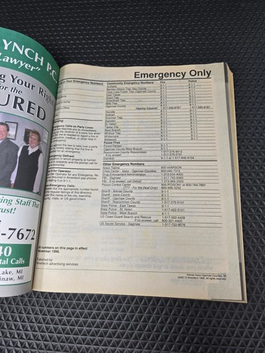 1996 - 97 Arenac Iosco Ogemaw 517 Phone Book Yellow Pages Ameritech ...