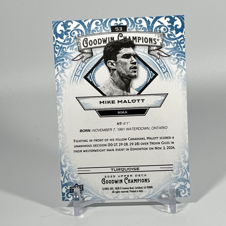 Mike Mallott 2025 UD Goodwin Champions Turquoise Card #53 MMA | eBay