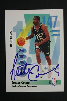 Lester Conner Milwaukee Bucks Signed 1991 Skybox #299 Autographed ...