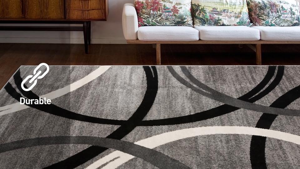 Rugshop Modern Rug Contemporary Area Rugs Wavy Circles Design Abstract ...
