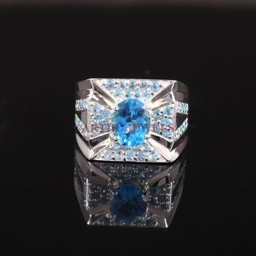 Natürlich Blau Topas Edelstein Mit 14K Weiß Vergoldet Silberring für ...