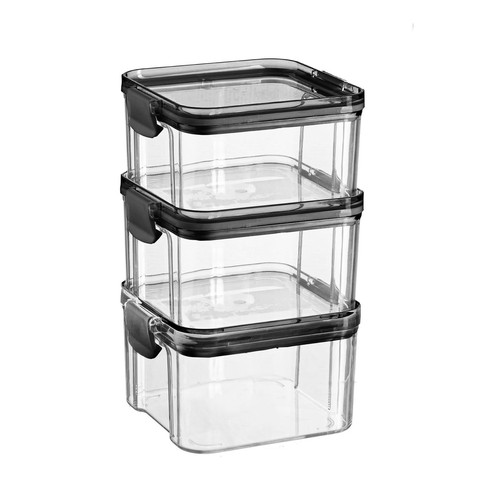 3x Food Storage Containers Plastic Kitchen Organiser Jars Clip Lid ...