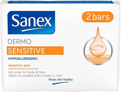 Sanex Dermo Sensitive Hypoallergenic Soap For Face & Body - 2X90g Bars ...