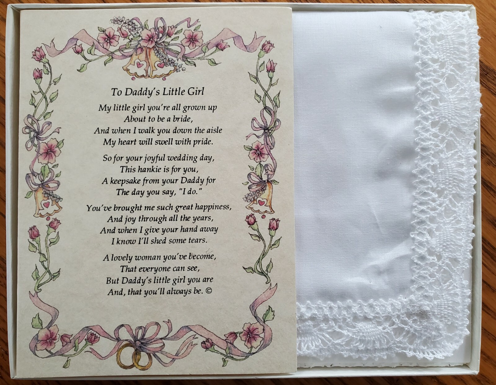 Bride Daughter Hankie Handkerchief Dad Daddy’s Girl Wedding Poem Gift ...