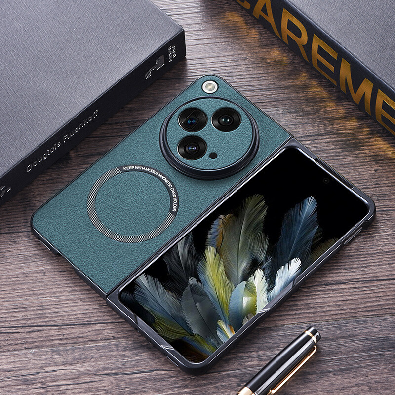 For OnePlus Open Luxury Plain Leather Shockproof Magsafe Ultra Thin ...